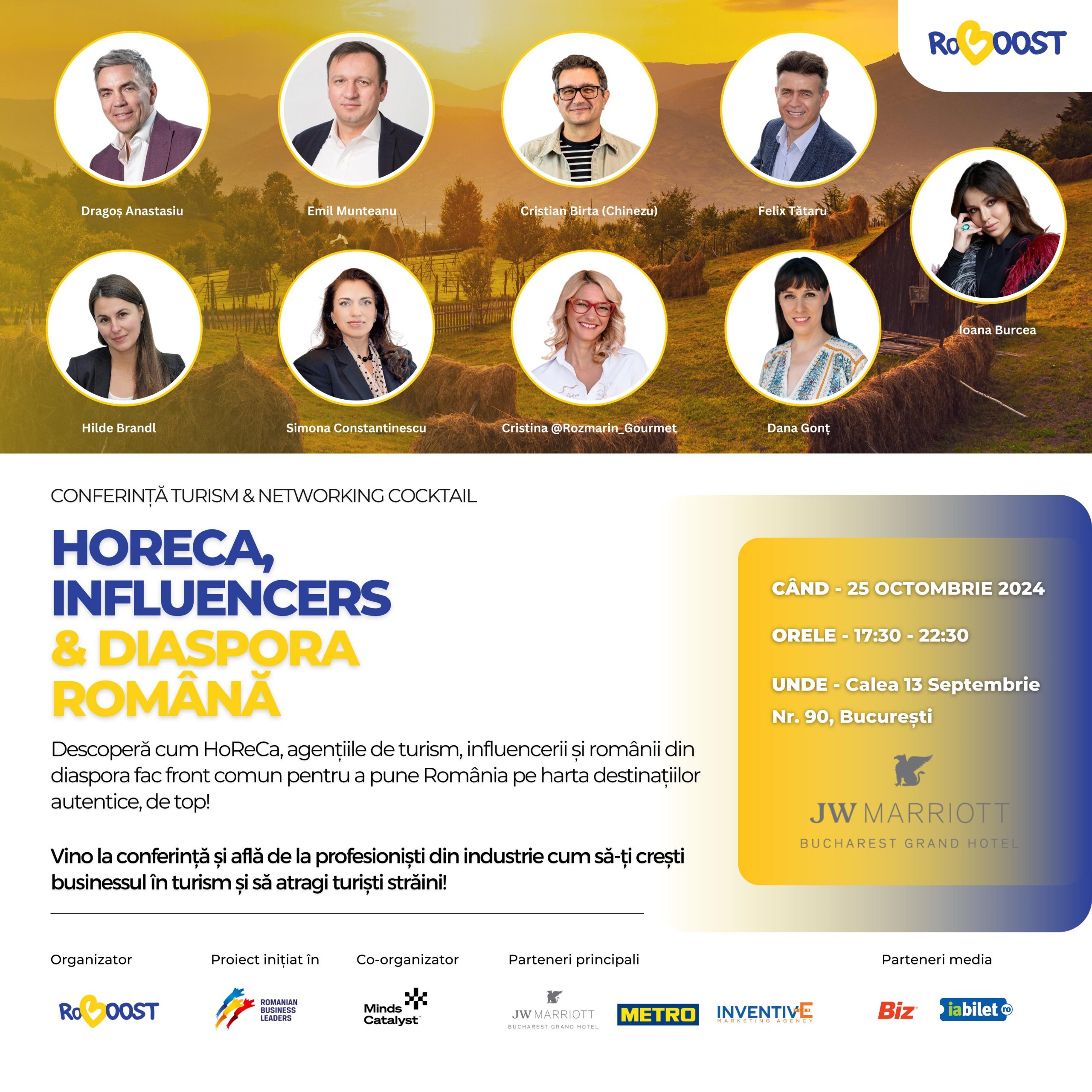 Conferința RoBoost – HoReca, Influencers & Diaspora Română pentru promovarea turismului local ...